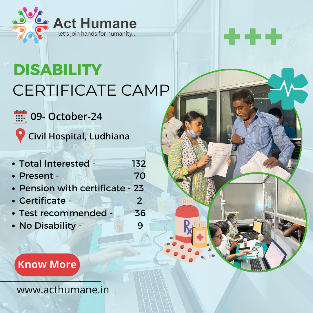 Disability Camp by NGO Act humane 09 Oct ,2024
