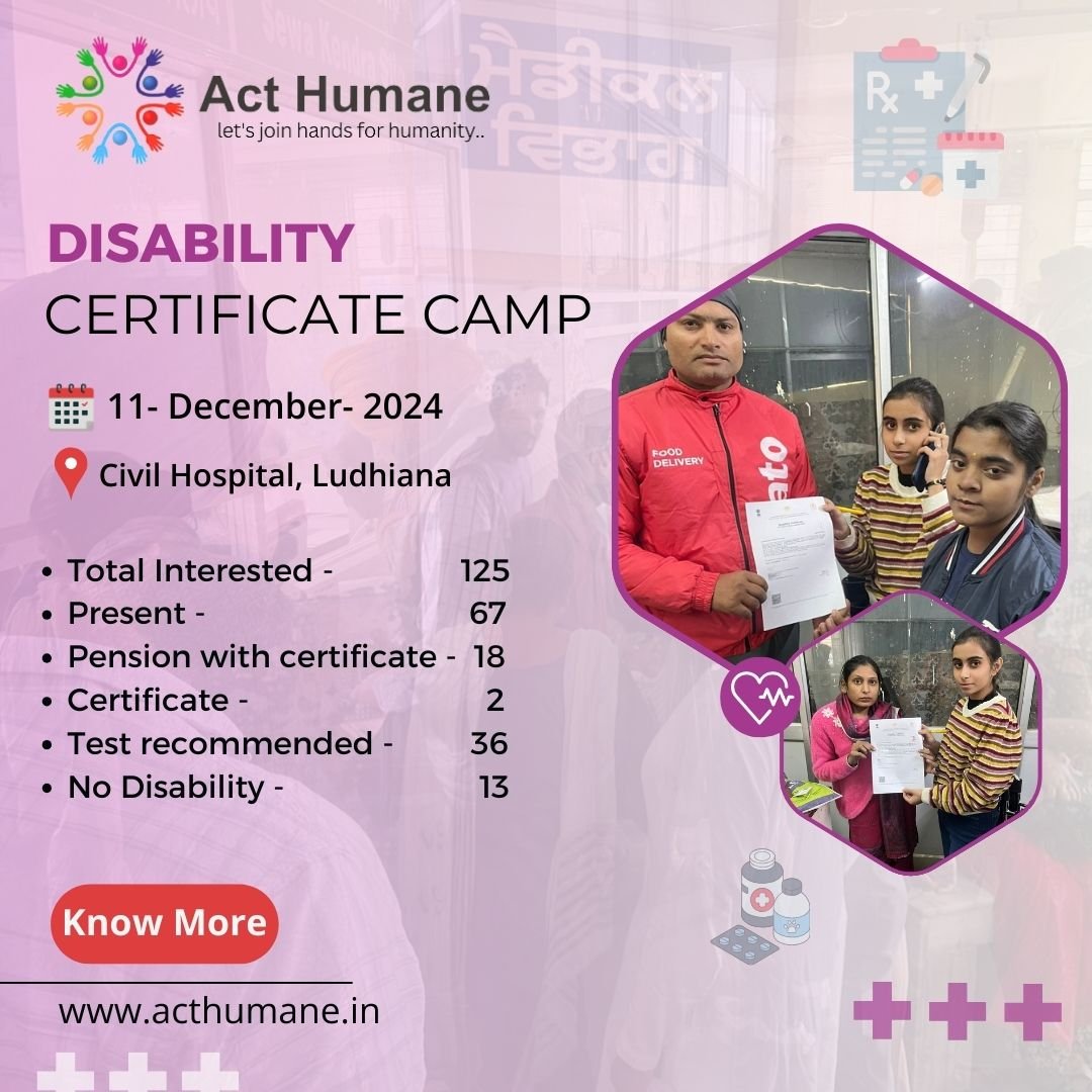 Disability Certificate Camp at Civil Hospital Act Humane