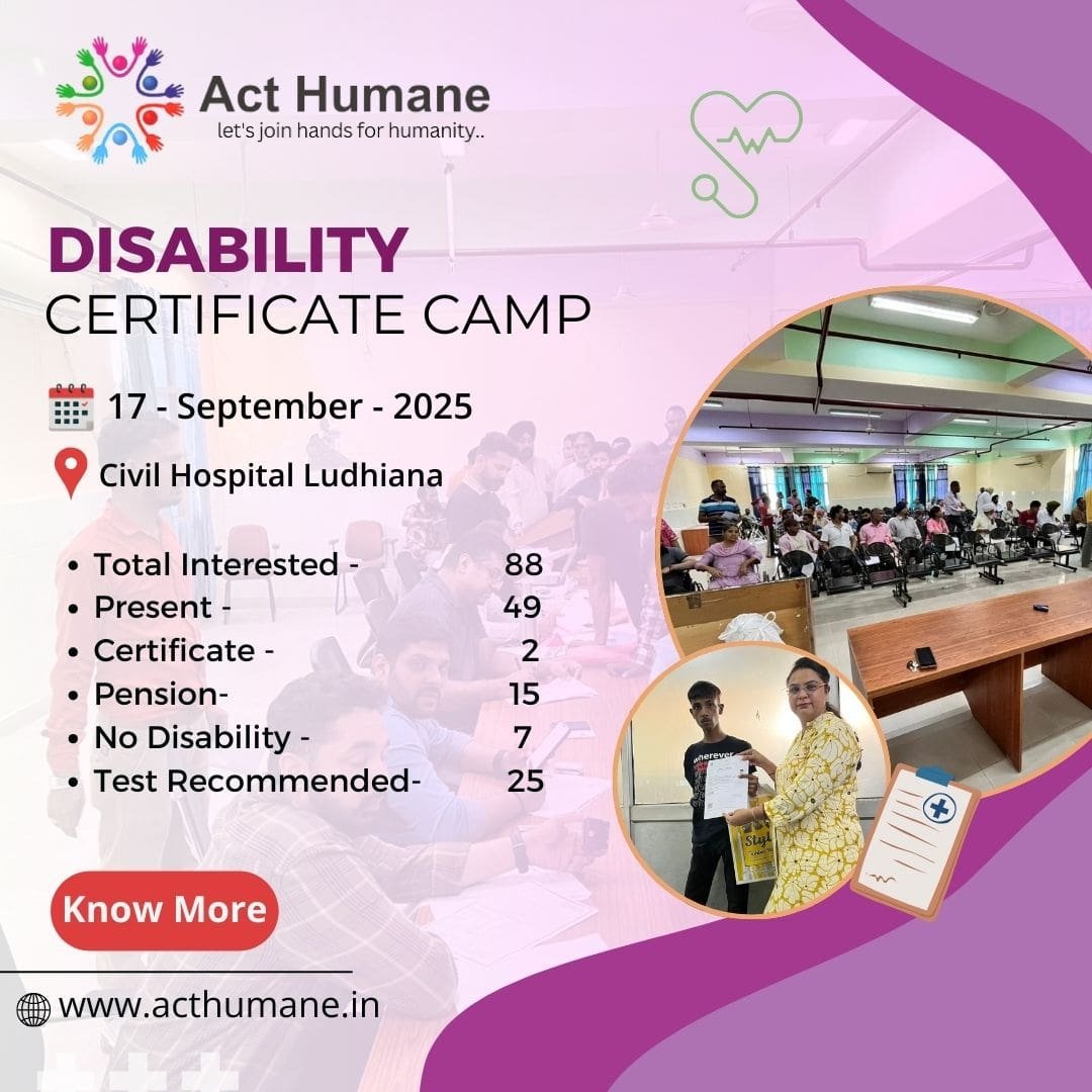 Disability Certificate Camp 17 September 2025 in Ludhiana